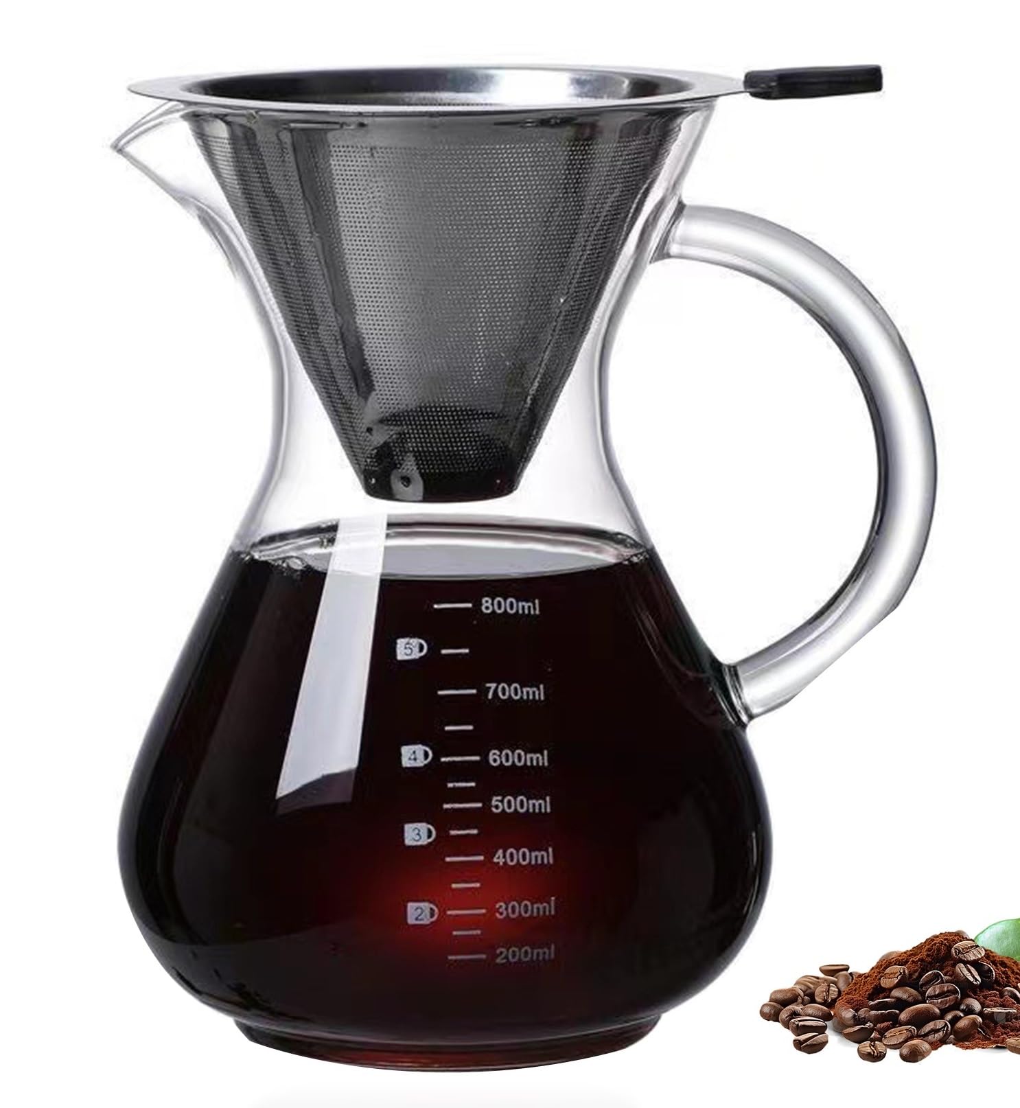 Amazon | Desirable フィルター不要 コーヒーサーバー 直火OK ドリップコーヒーサーバー ペーパーコーヒーフィルター不要 繰り返し使用可能なステンレスフィルター 2層メッシュ ...