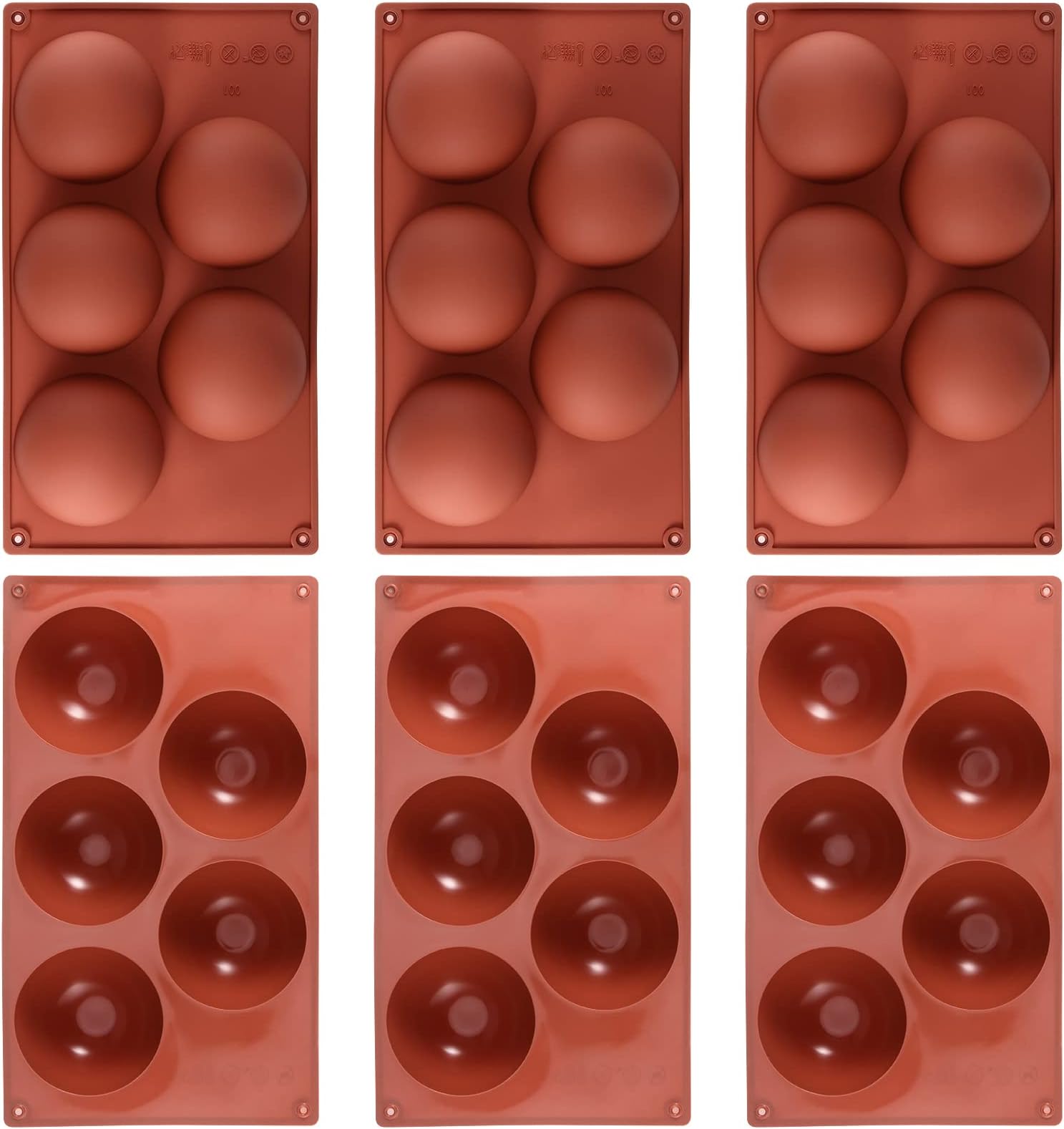 Newk 8 Holes Half Sphere Silicone Mold, 3 Packs 8-Cavity Half Sphere ...