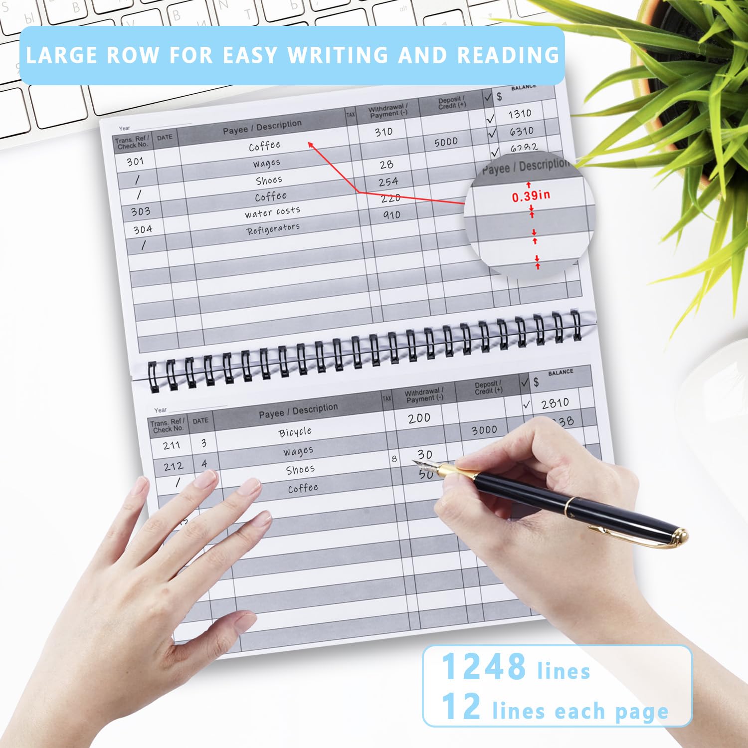 Snapklik.com : A5 Big Check Registers For Personal Checkbook, Checkbook ...