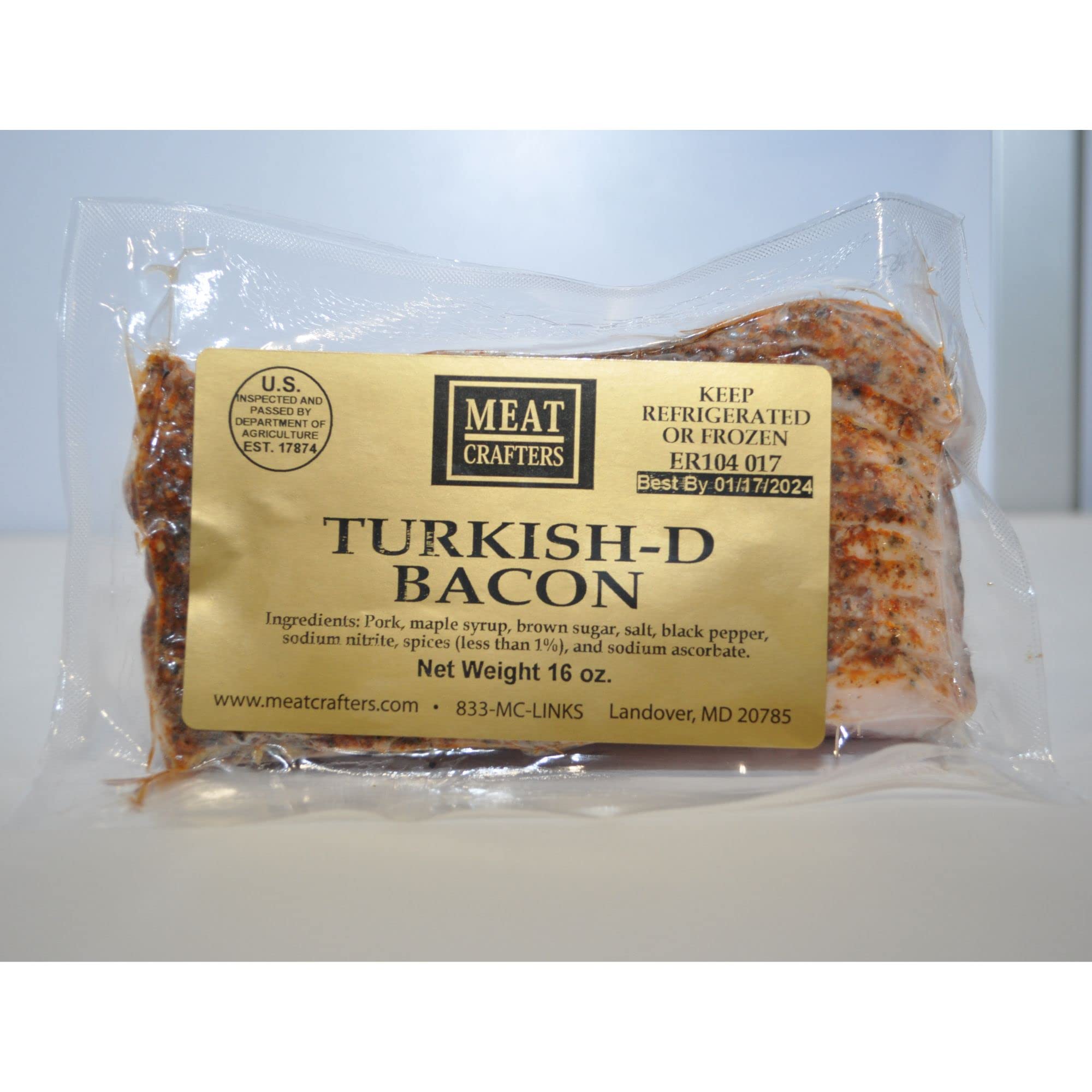 Amazon.com: MeatCrafters Turkish-D Bacon, Thick Cut Sliced Bacon, Small ...