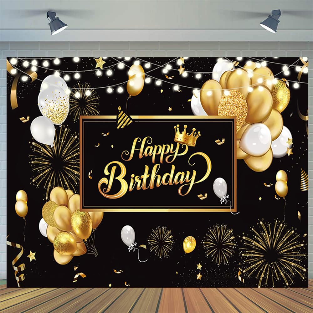 Amazon.com : CYLYH 7x5ft Happy Birthday Backdrop Black Happy Birthday ...