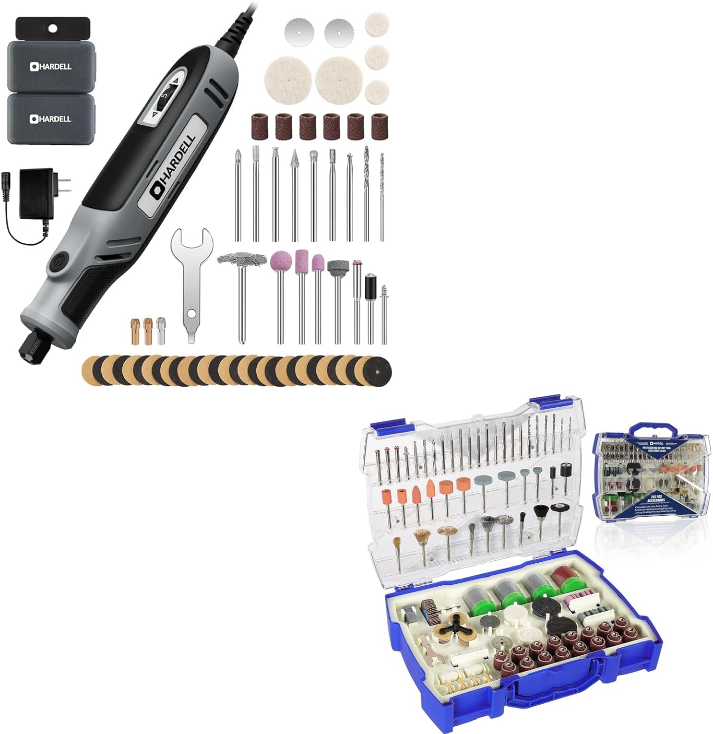 HARDELL 18V Mini Rotary Tool, Corded Rotary Tool, 5-Speed with 282 Pcs ...