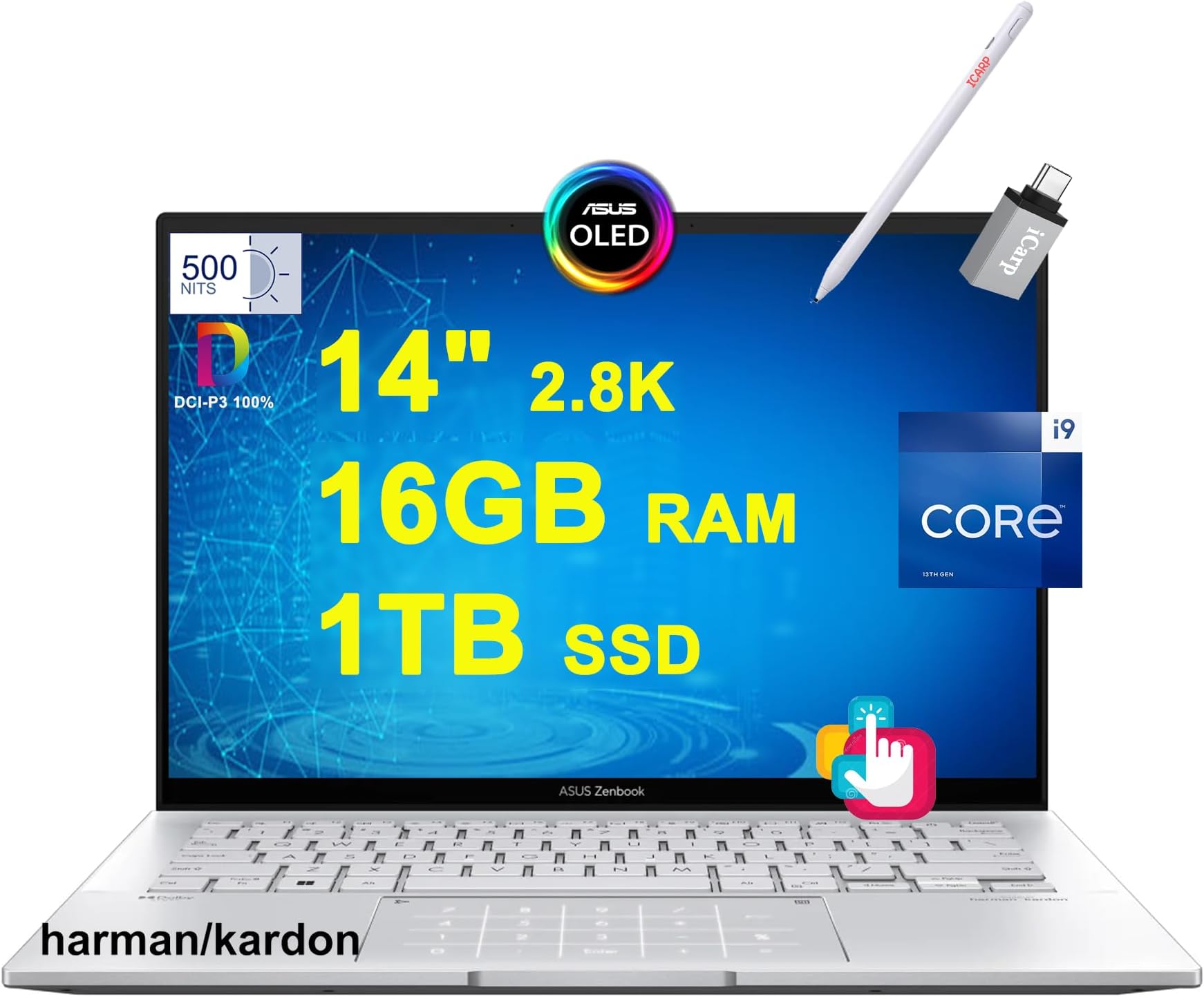 Amazon.com: Asus Zenbook 14X OLED Business Laptop 14.5/'' 2.8K 120Hz Touchscreen (550nits, 100% ...