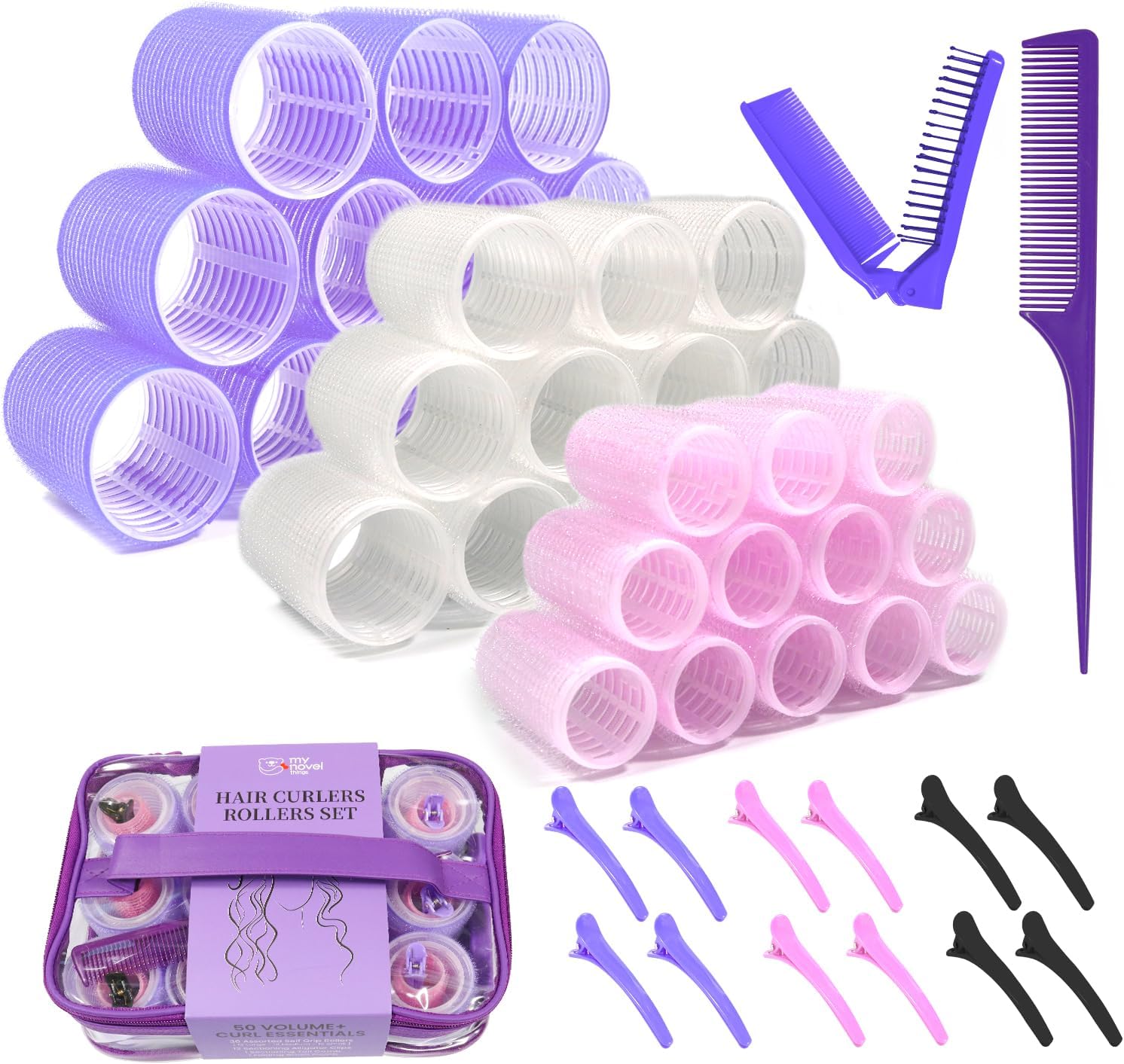 Amazon.com : my novel things Hair Rollers Large Small 50PCS Set, 36PC ...