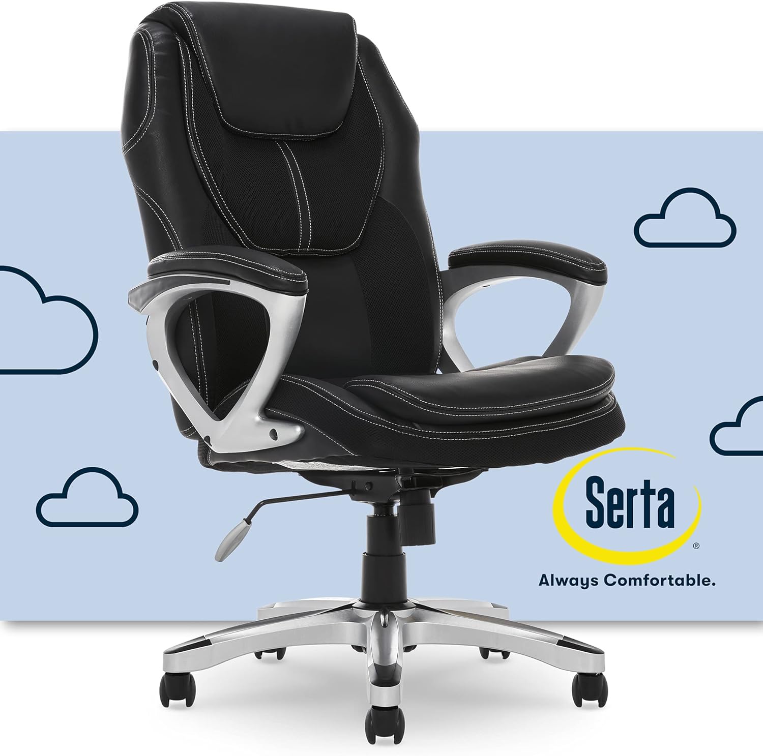 Amazon.com: Serta Executive Office Padded Arms, Adjustable Ergonomic ...