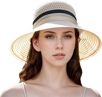 Womens Sun Hat, Wide Brim UV Protection Straw Hat Women,Foldable ...