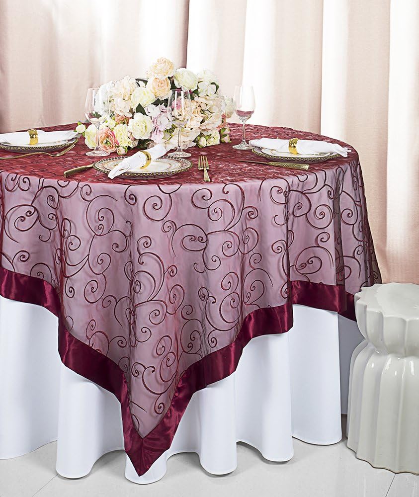 Amazon.com: Wedding Linens Inc. 85" Square Embroidered Organza Sheer ...