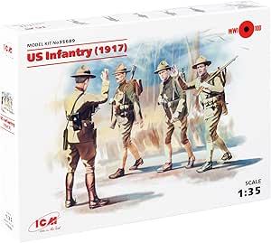 Amazon.com: ICM 1/35 Scale US Infantry 1917, 4 Figures - Plastic Model ...
