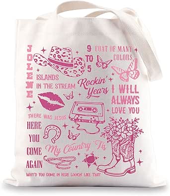 Amazon.com: BWWKTOP Country Song Canvas Tote Bag - Country Music Lover ...