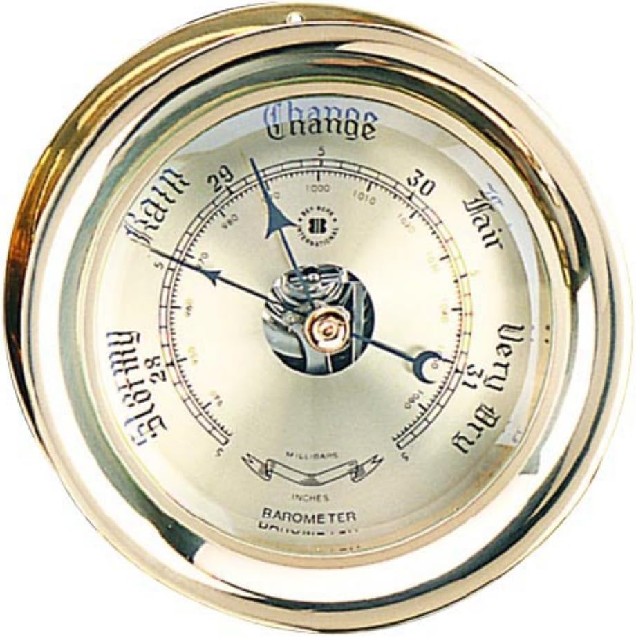Amazon.com: Bey-Berk SB407 Lacquered Brass Round Barometer with Beveled ...
