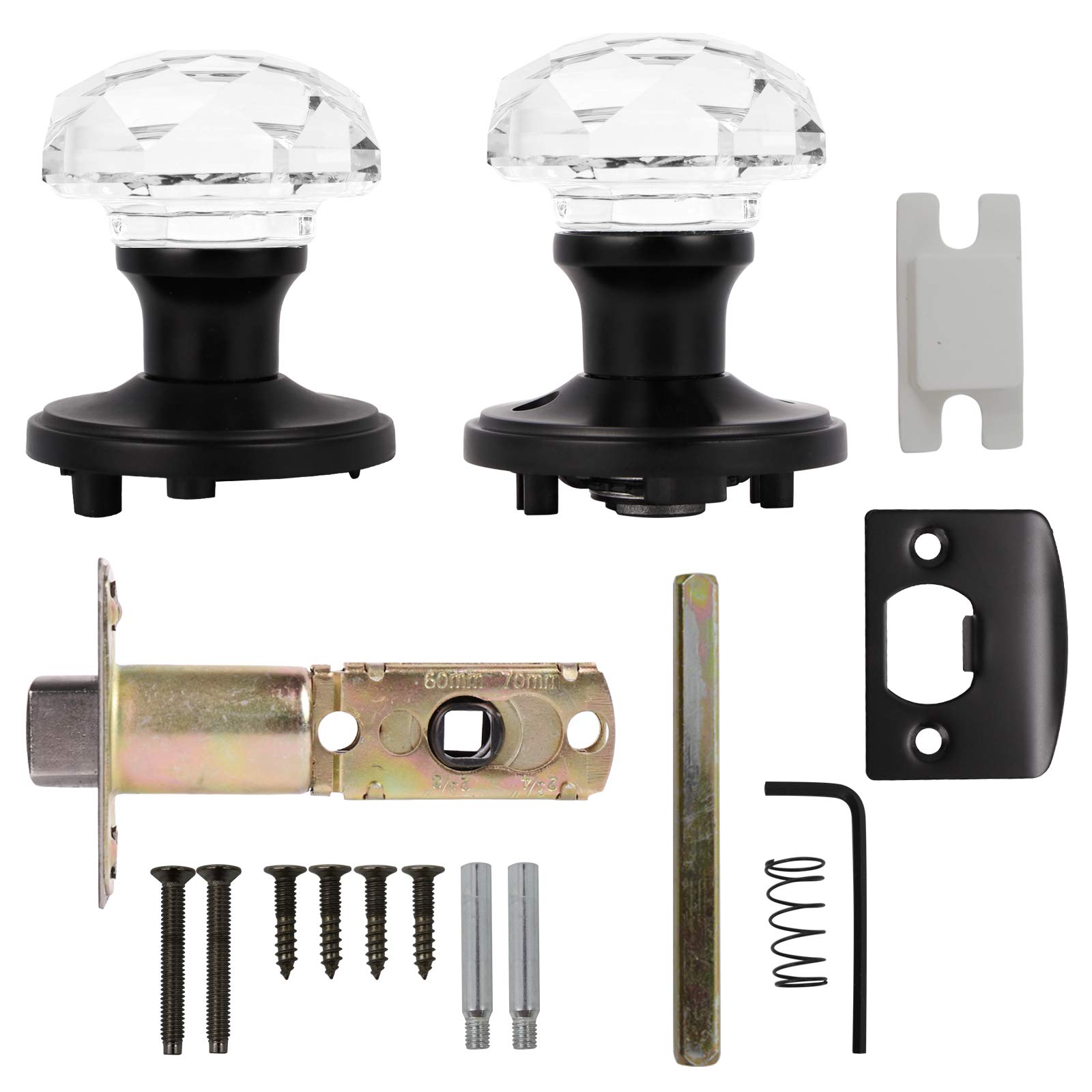 Snapklik.com : 4 Pack Crystal Doorknobs Interior Door Hardware Black ...