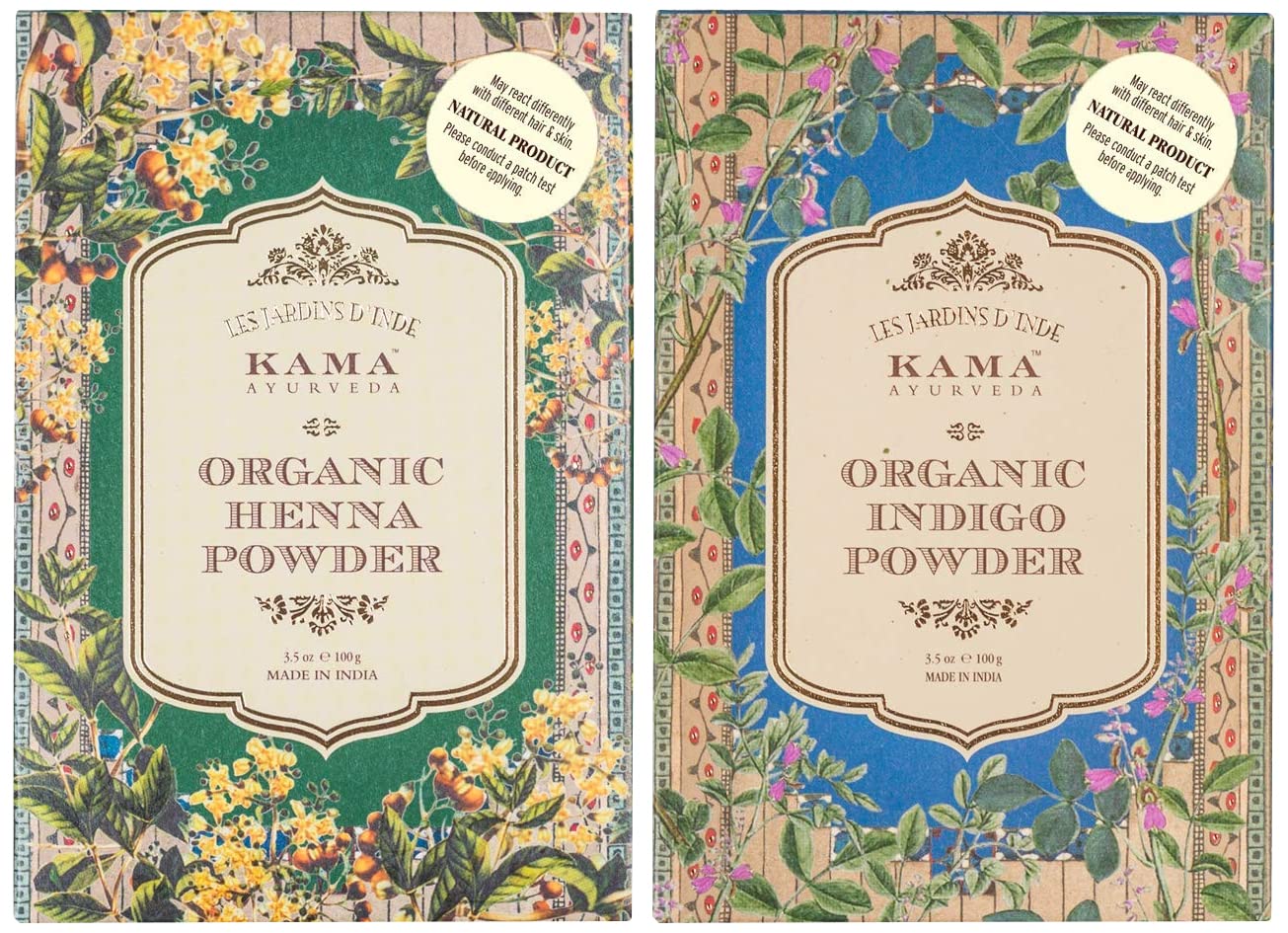 Kama Ayurveda Organic Henna Powder & Organic Indigo Powder, 100g each ...