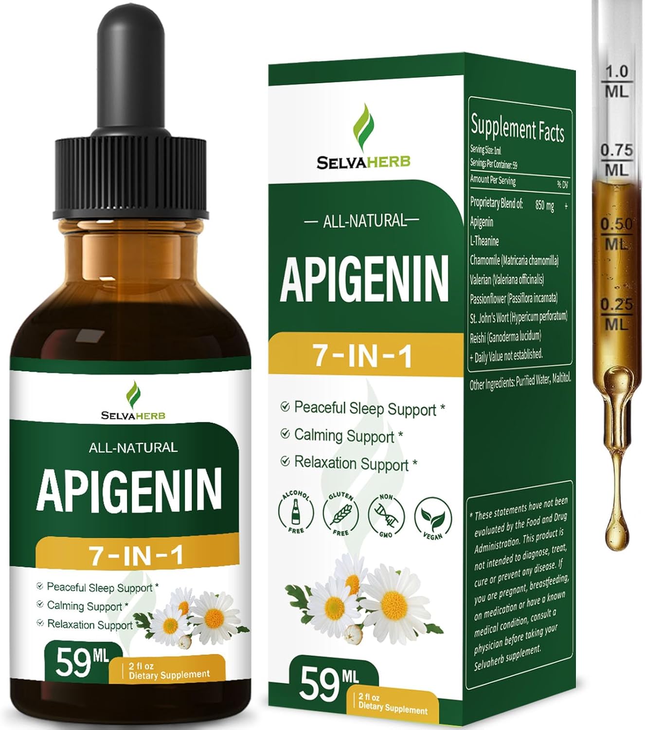 Amazon.com: Selvaherb Apigenin Supplements for Sleep, 7-in-1 Formula ...