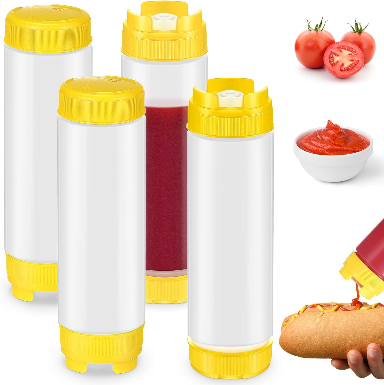 Amazon.com: 4 Pcs 16 oz Inverted Plastic Squeeze Bottles, Condiment ...