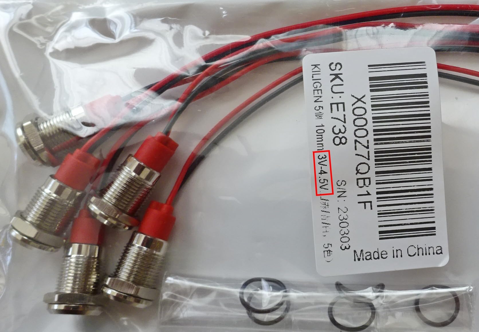 Amazon.co.jp: KILIGEN 5個 8mm 3V-4.5V-5V-6V-7.5V-9VDC LED 防水インジケータライト ...