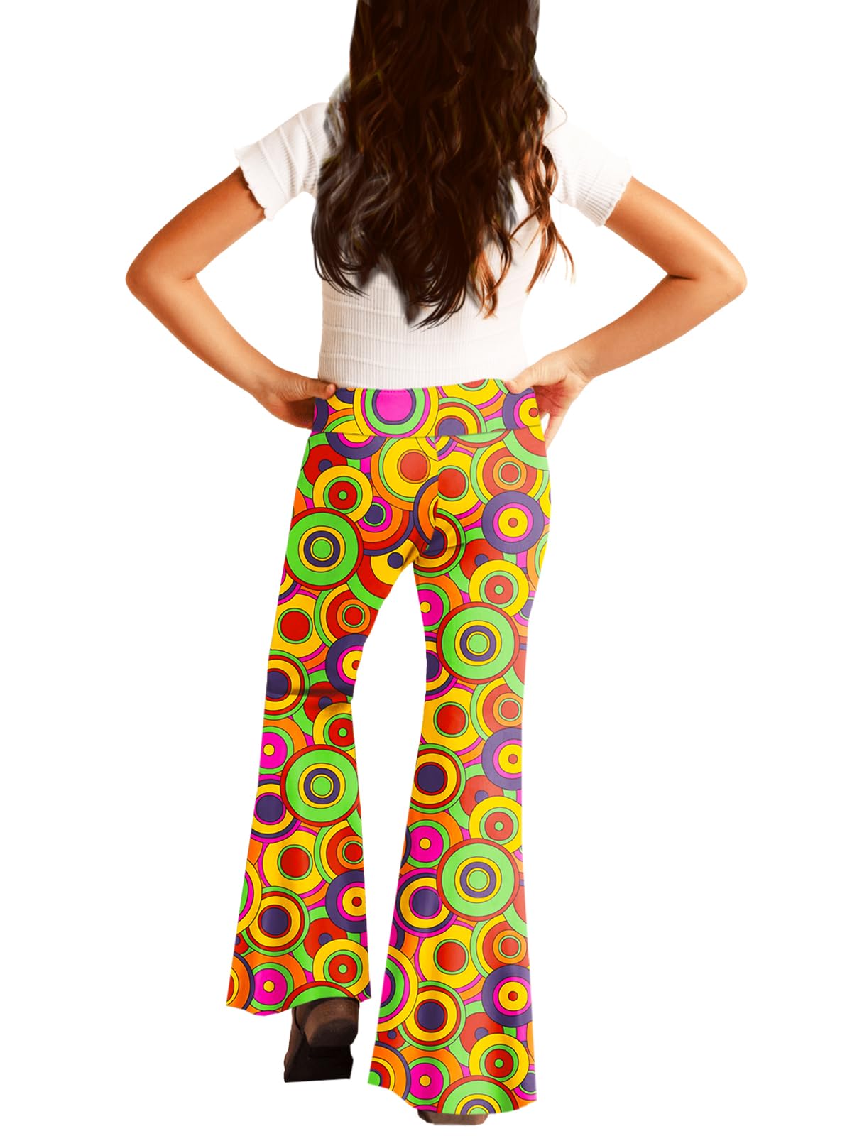 Snapklik Girls Boho Hippie Pants Paisley Bell Bottoms Pants 60s
