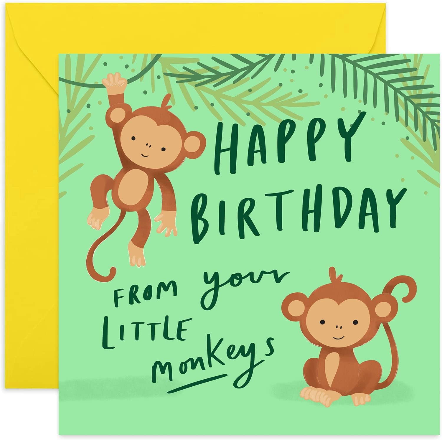 Amazon.com : Old English Co. Little Monkey Birthday Card to Daddy Mummy ...