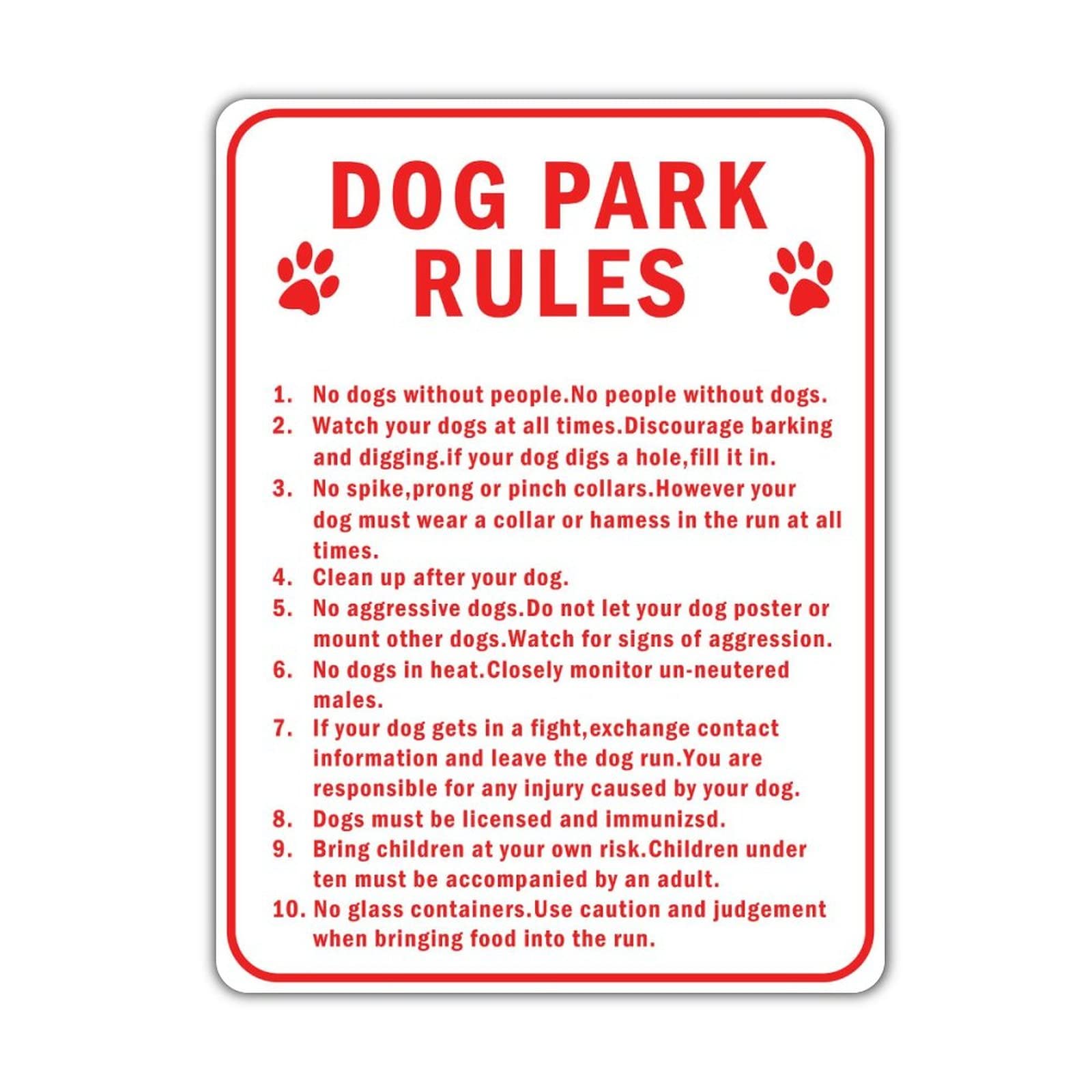 Funny Dog Park Signs