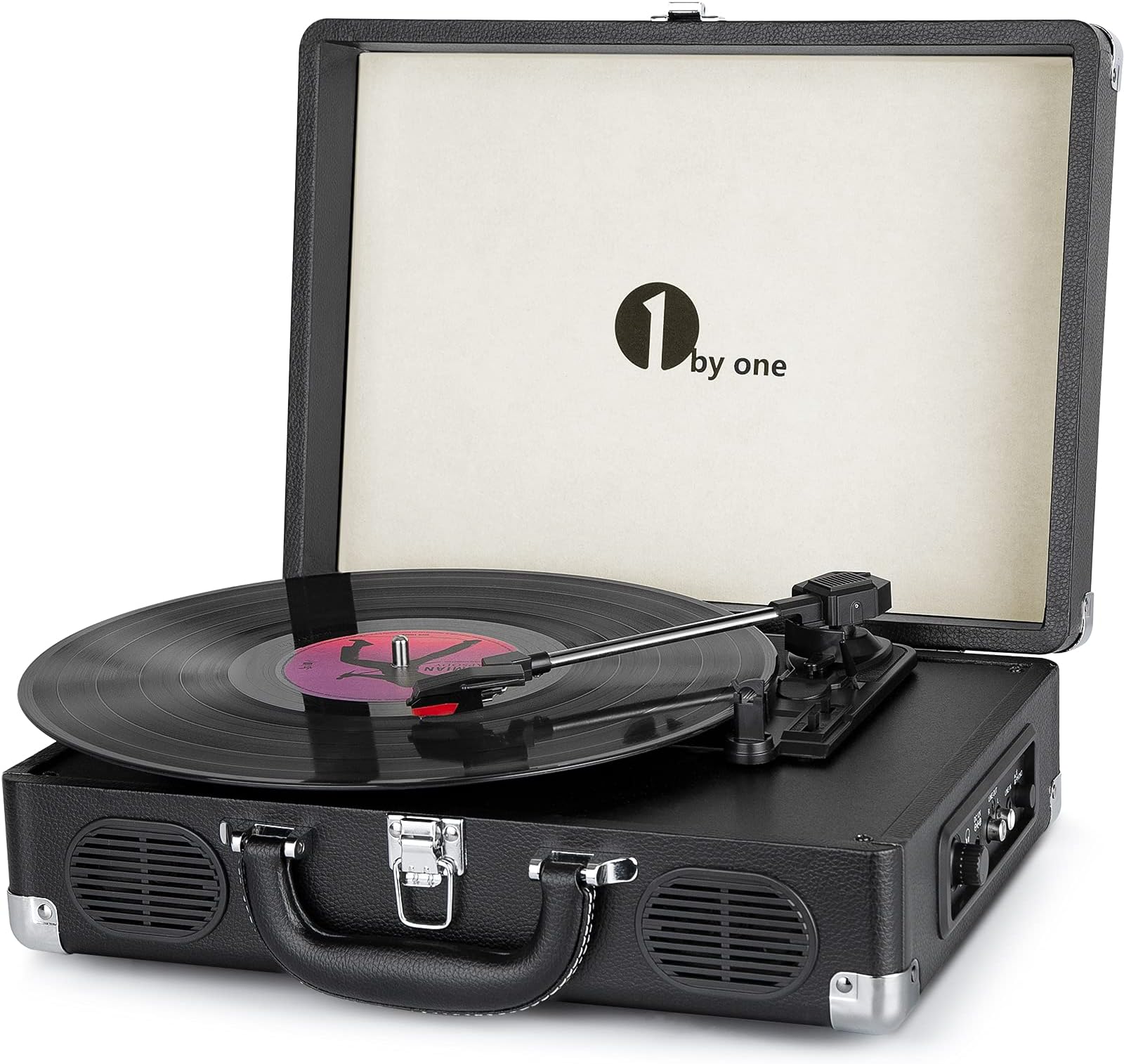 1byone Belt-Drive 3-Speed Portable Record Player Vinyl Turntable with ...