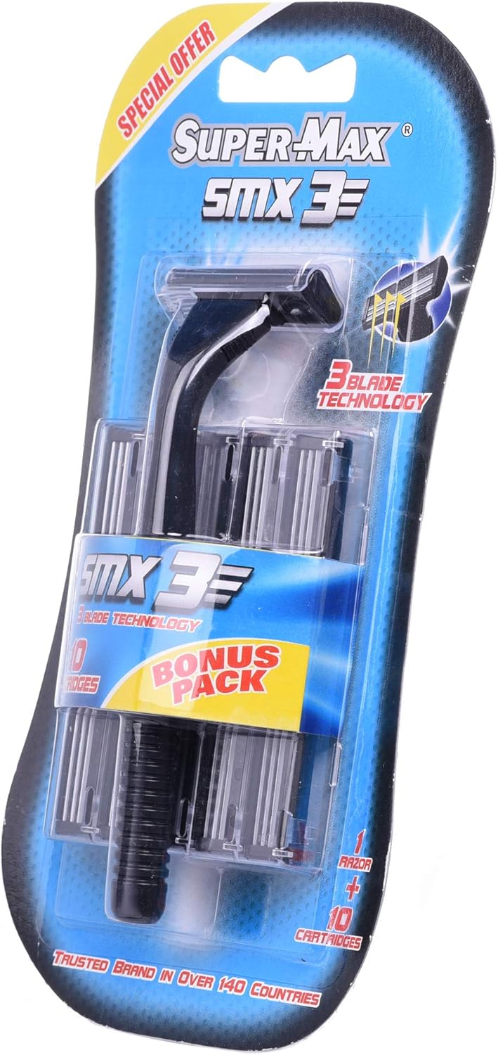 Supermax Men Razor Triple Blade, 10 Cartridges 1 Units : Buy Online at ...