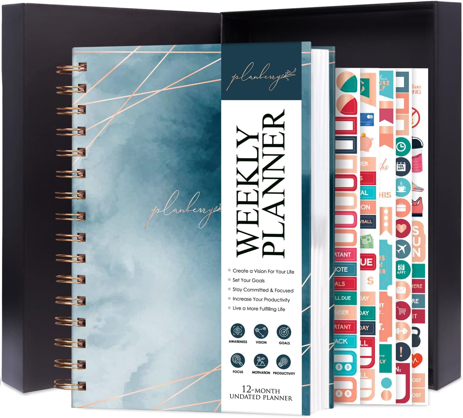 Amazon.com : PLANBERRY Weekly Planner Premium – Undated Life Organizer ...