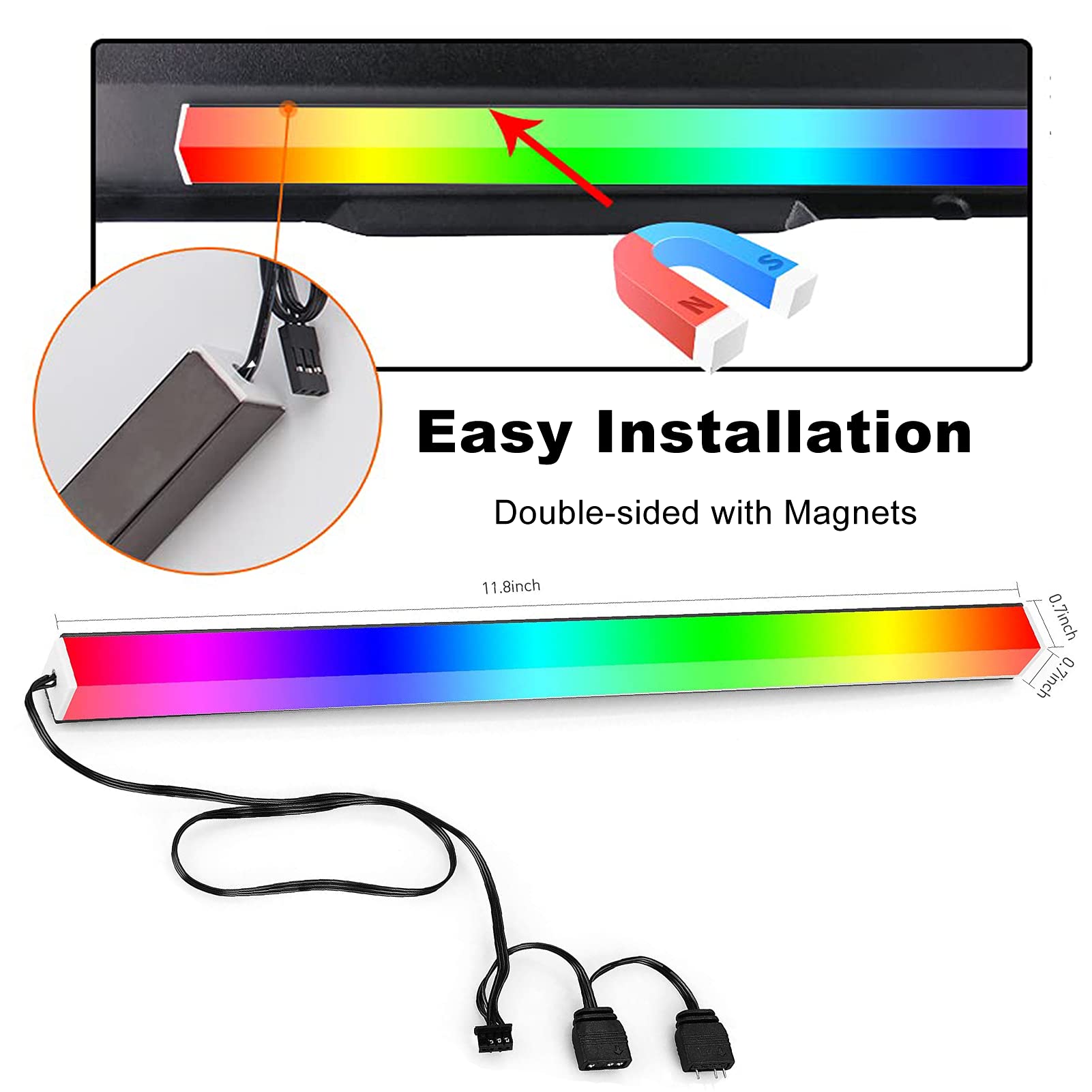 Addressable RGB LED Strip for Gaming Case, 0.98ft 30LEDs WS2812B RGBIC ...