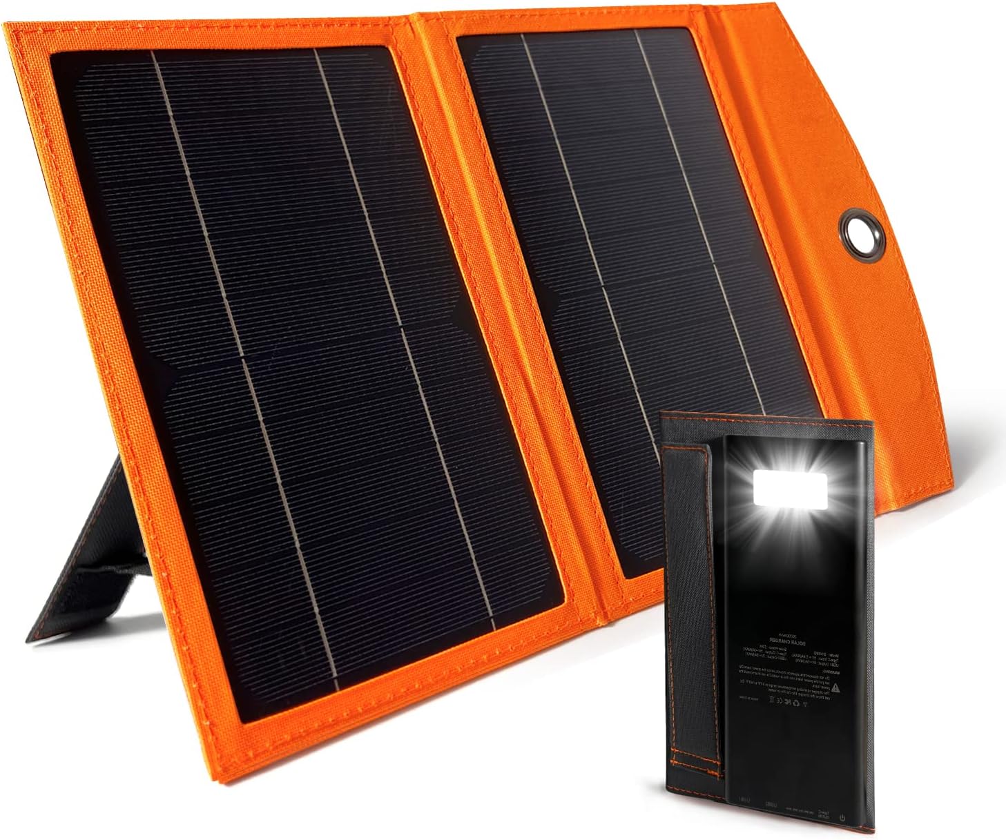 Amazon.com : Solar Charger, Portable Solar Power Bank 2 Foldable Panels ...