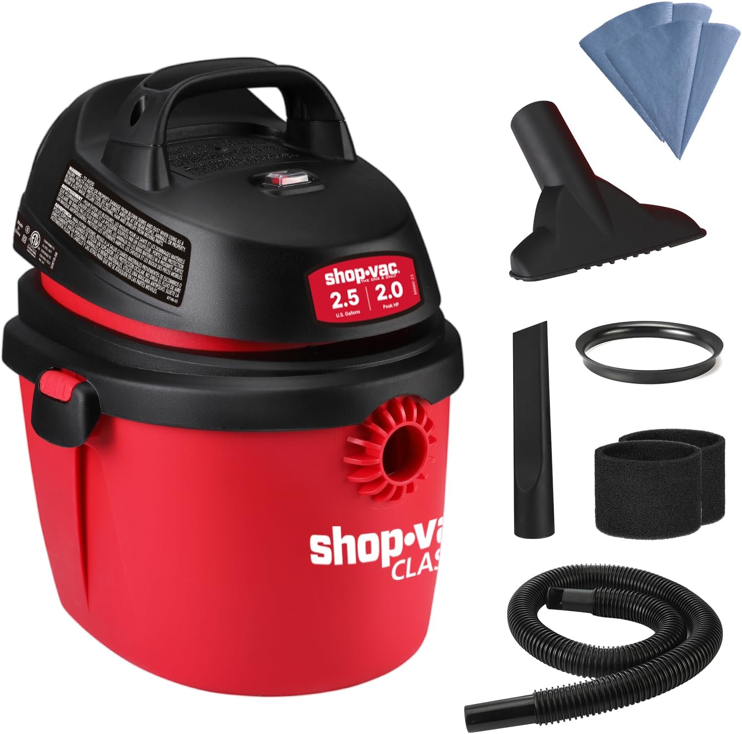 Amazon.com: Shop-Vac 2.5 Gallon 2.0 Peak HP Wet/Dry Vacuum 6PC Filter ...