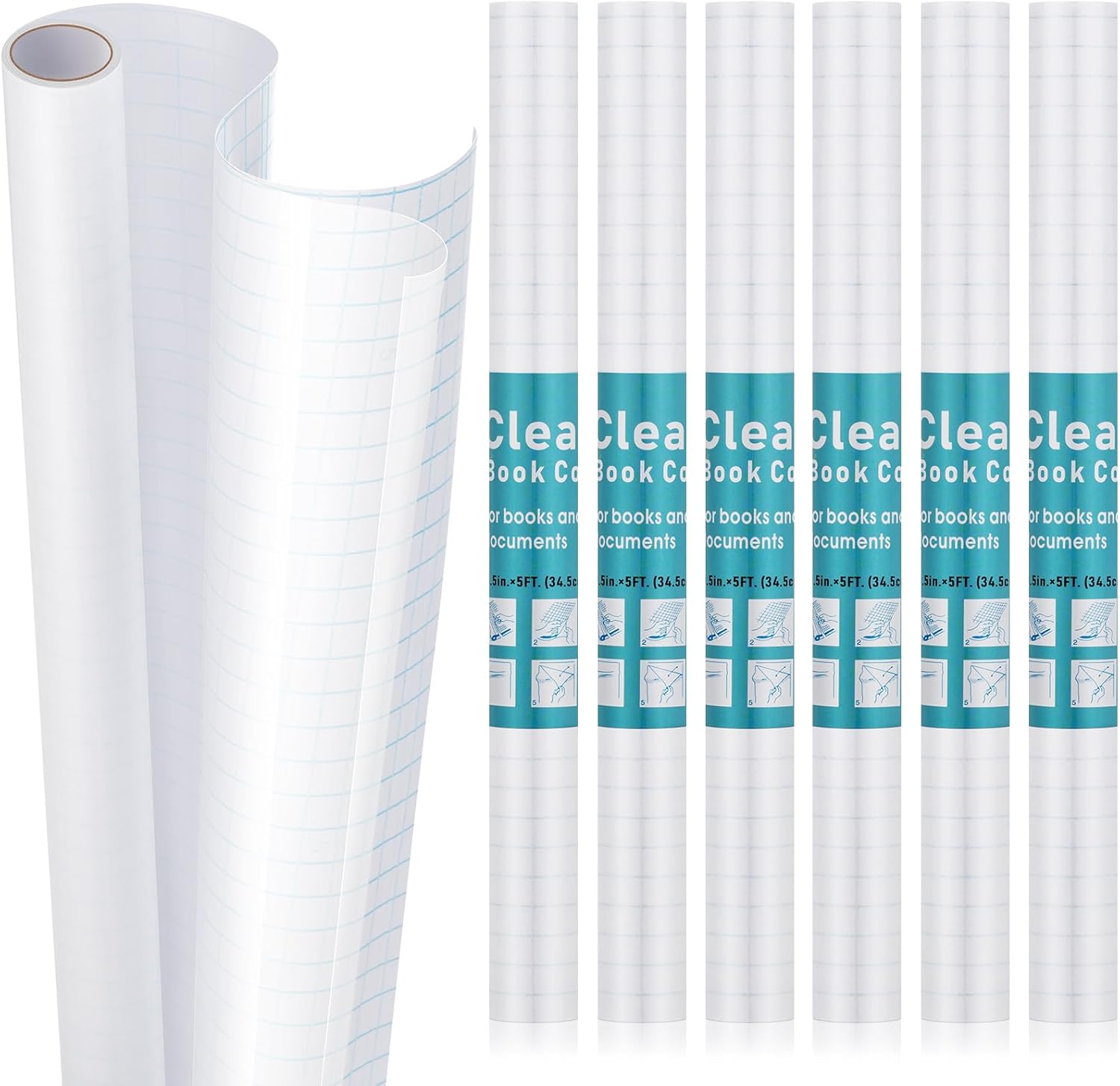 Amazon.com: Tatuo Clear Paper Book Cover Rolls 13.5" x 5' Clear Self ...