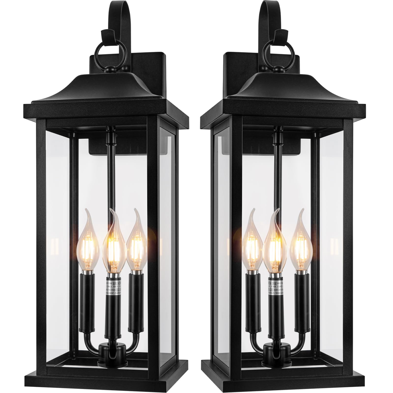 Roravilila 2-Pack 22.5” Extra Large Outdoor Wall Lights Candelabra 3 ...