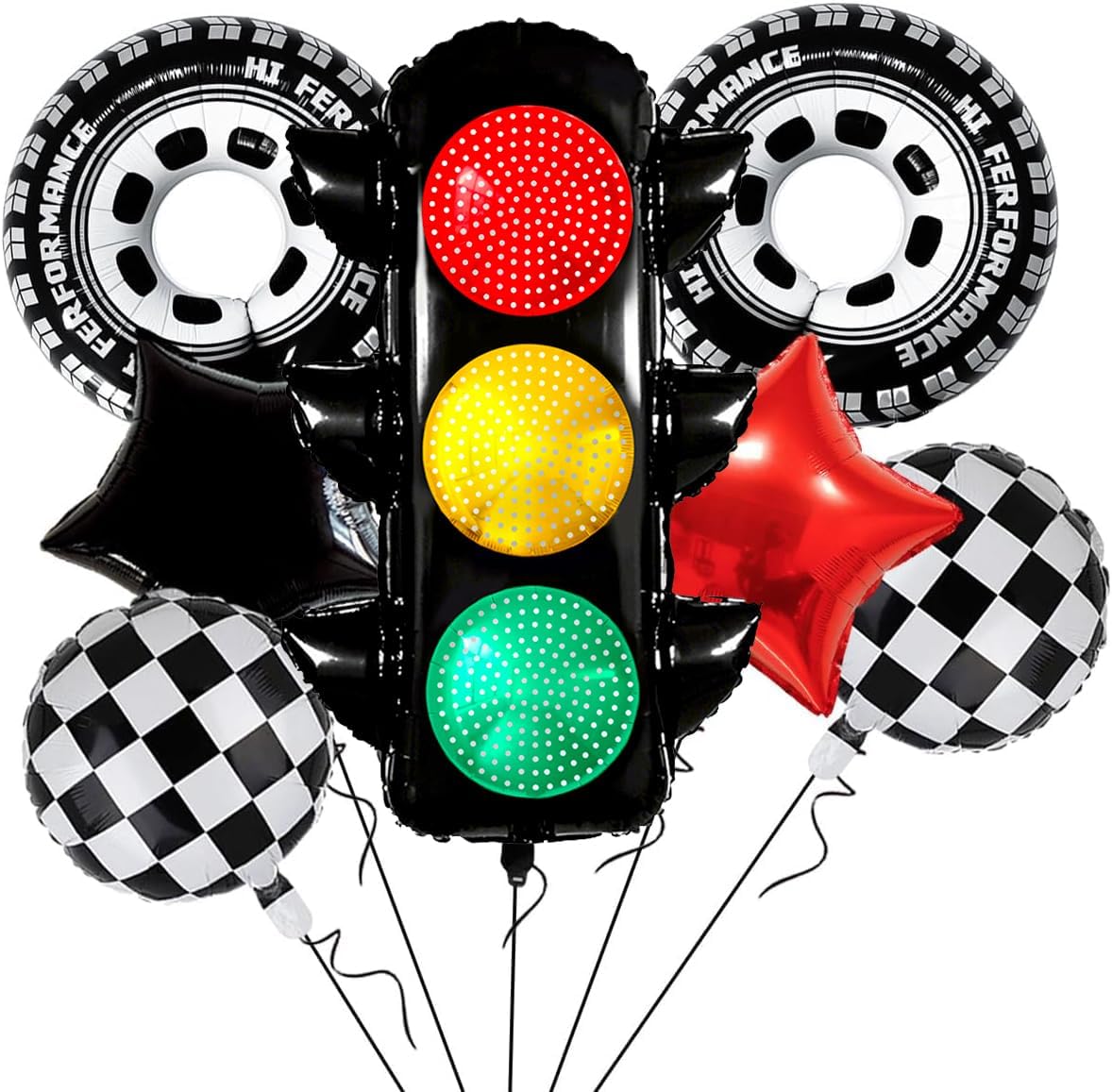 Amazon.com: Leeroodecor 7Pcs Race Car Party Balloon Set, Traffic Light ...