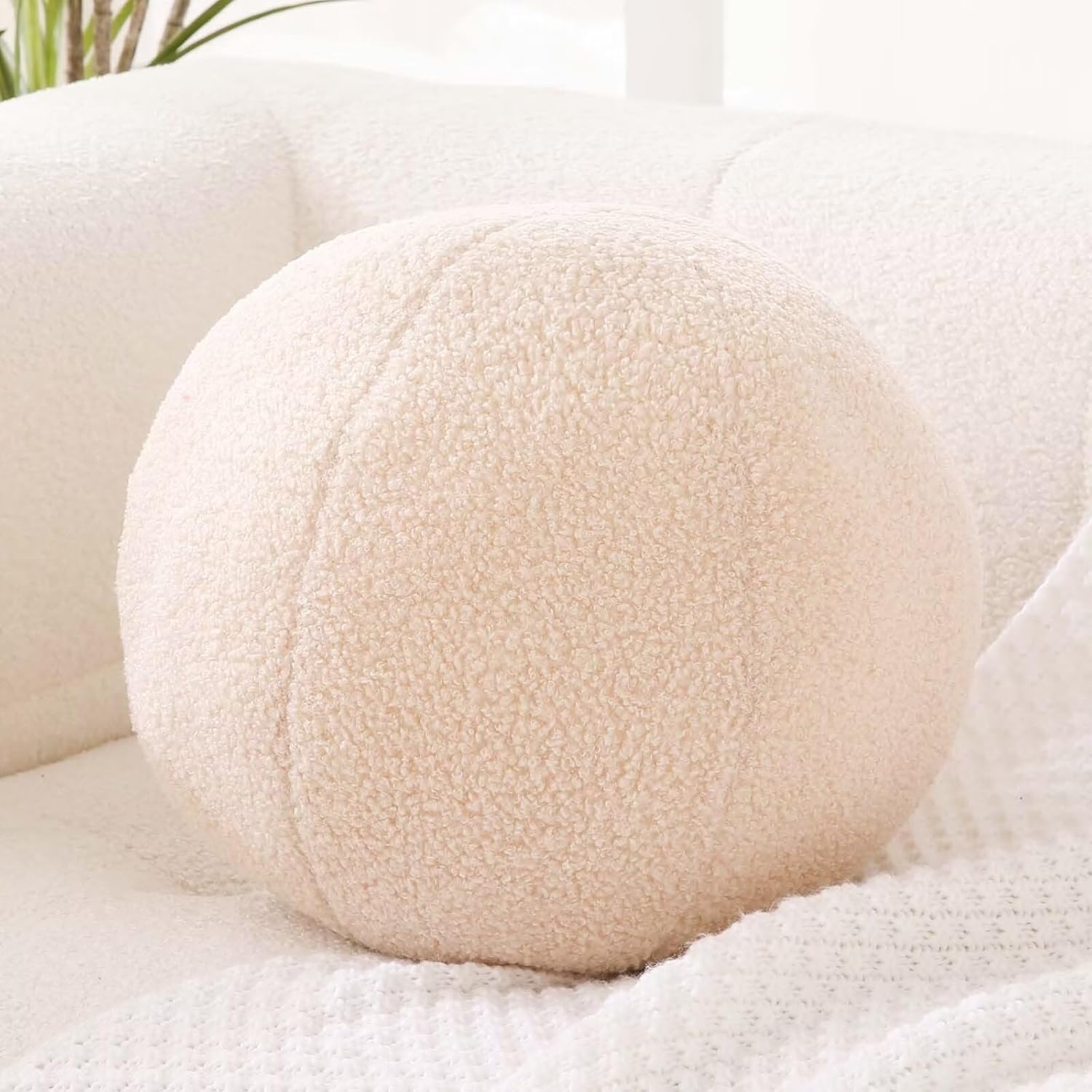 Amazon.com: Uvvyui Beige Sphere Shaped Pillow - 8.6 Inch Round Boucle ...