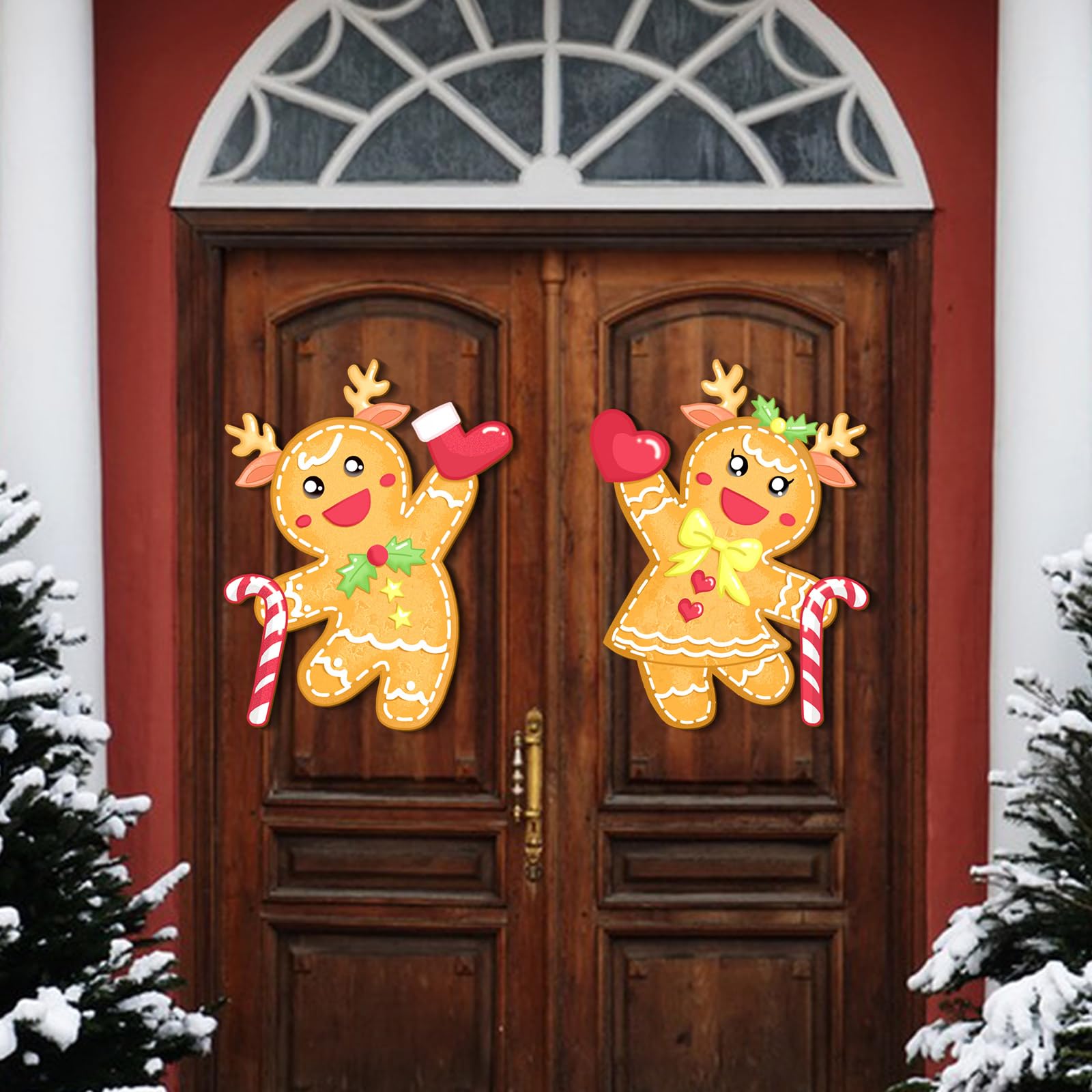 Amazon.com: Zzbakress 2 Pcs Christmas Gingerbread Front Door Decorations Hanging Sign for Home ...