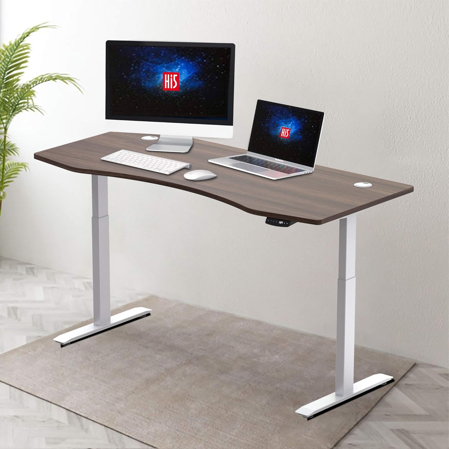 Hi5 Ez Electric Height Adjustable Standing Desk with Ergonomic ...