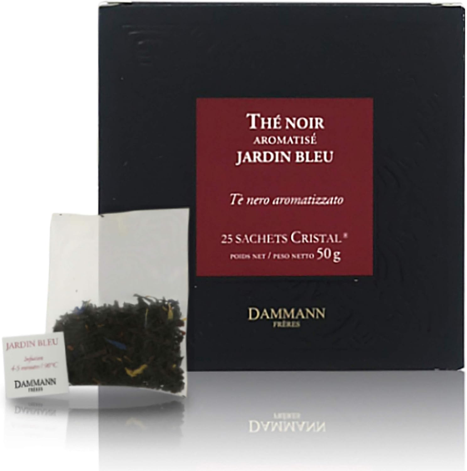 Dammann Jardin Bleu - Thé noir parfumé à la rhubarbe et aux fraise, 25 ...