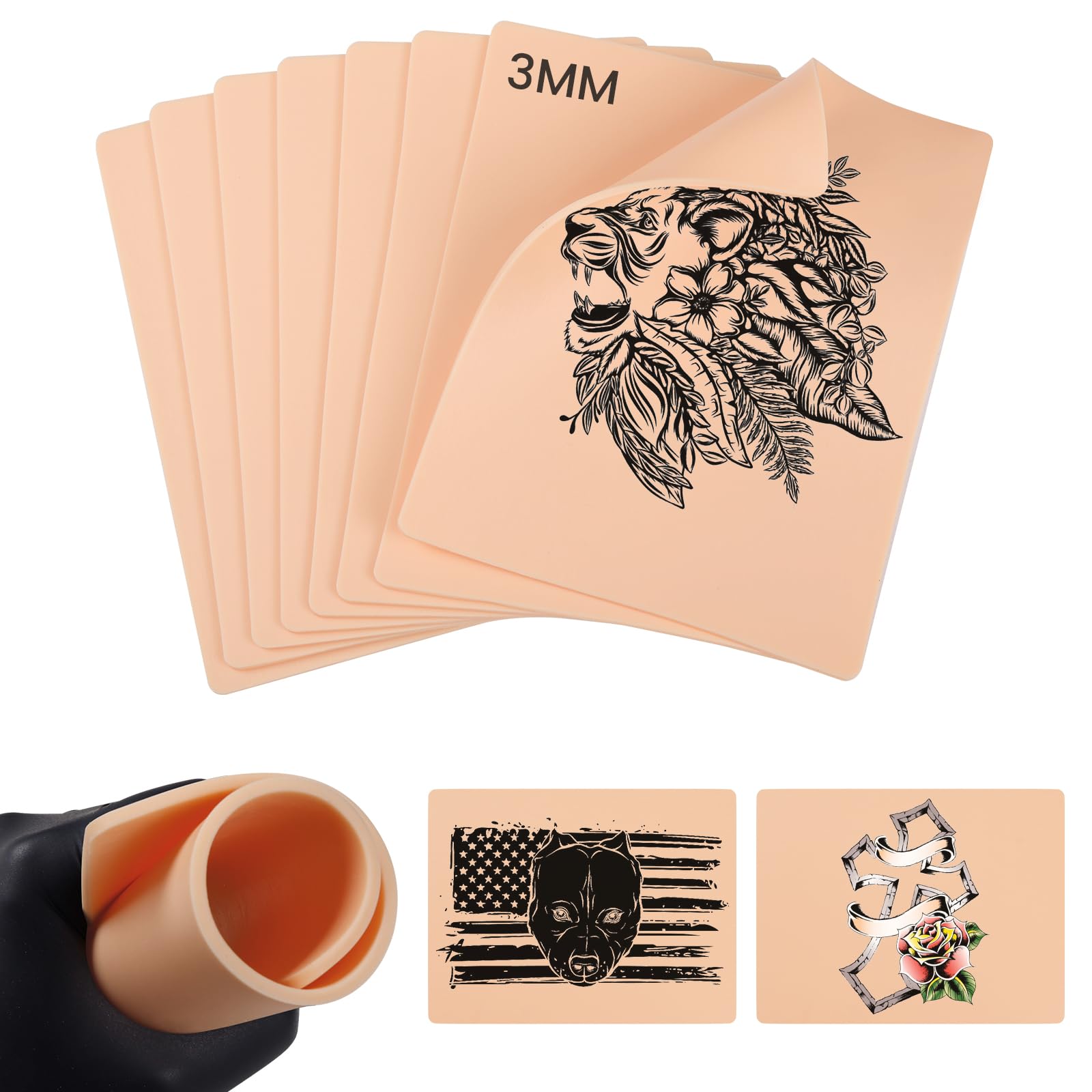Amazon.com : FTOYIN 8PCS Fake Skin Tattoo Practice Skin - 6×8 ...
