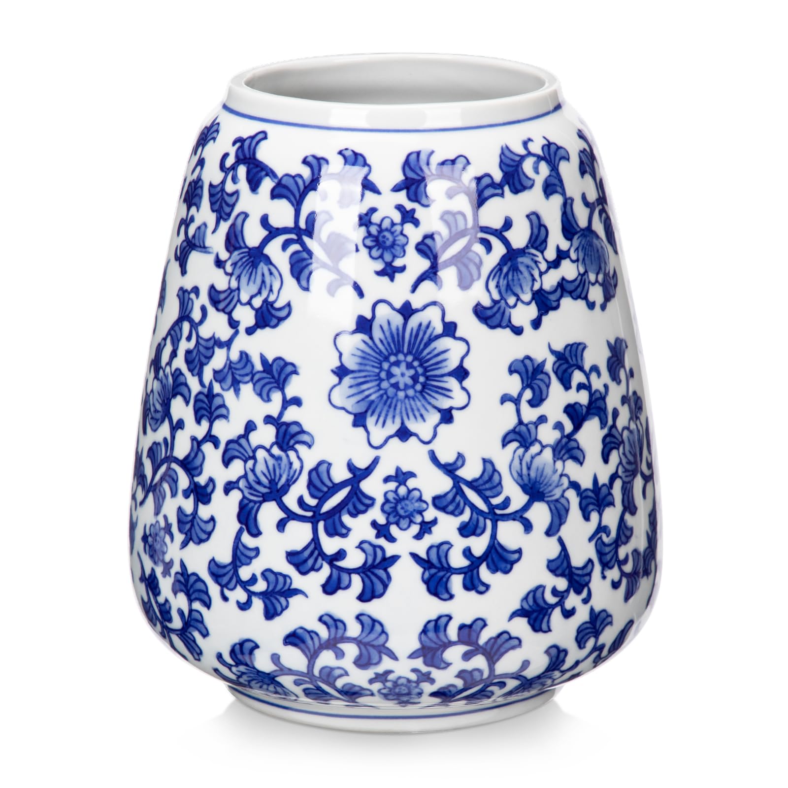 Amazon.com: Hollyone Blue and White Porcelain Vase Chinoiserie Floral ...