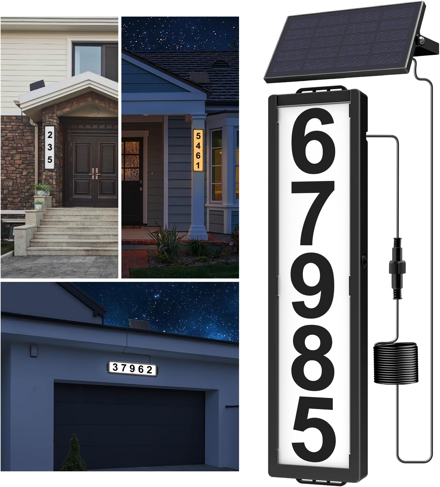 Amazon.com: TYNLED 3 Side Solar Address Sign, House Numbers for Outside ...