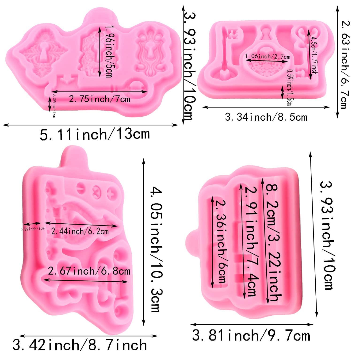 Snapklik.com : Vintage Key Cake Fondant Mold Belt Hinge Screws Silicone ...