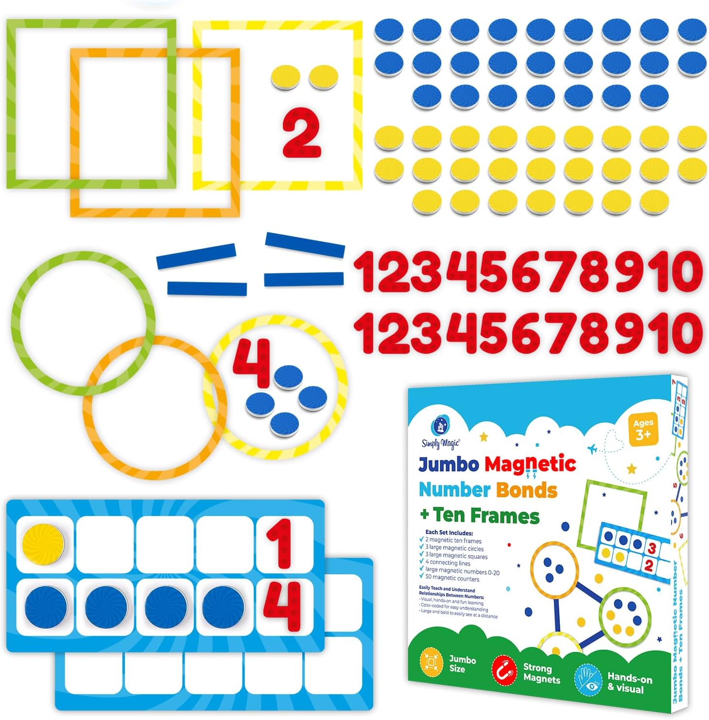 Amazon.com: 84 PCS Magnetic Number Bonds & Magnetic Ten Frames Set ...
