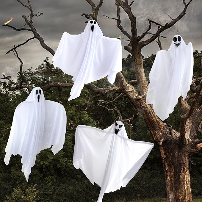 Amazon.com: 4 Pcs 31.5" Hanging Ghosts Halloween Decorations Outdoor, Hanging Ghosts Halloween ...