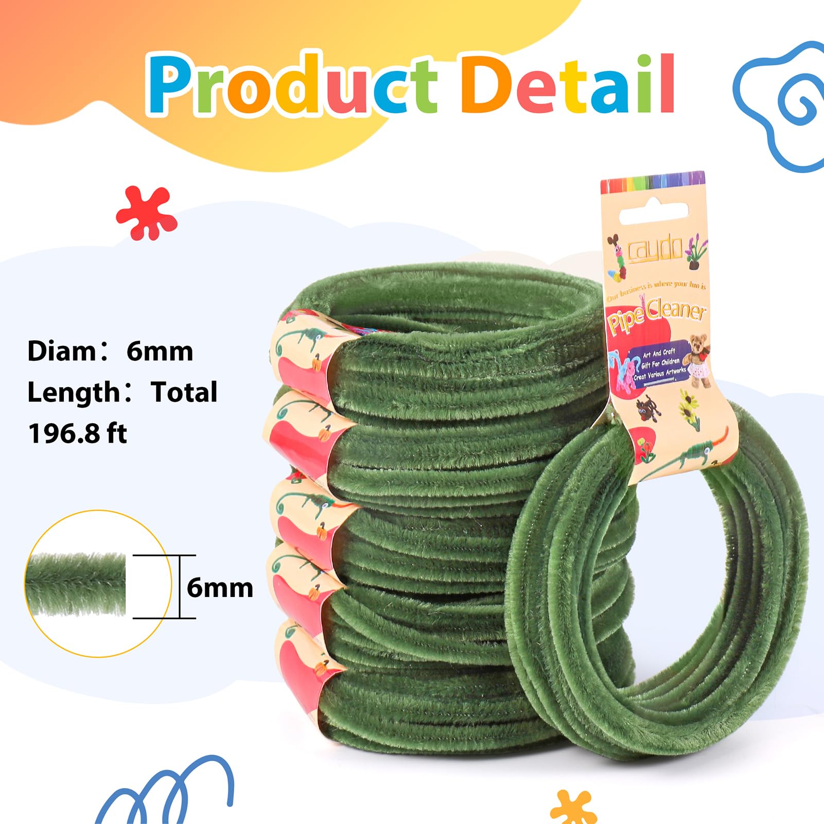 Snapklik.com : Caydo Coil Pipe Cleaners Dark Green Pipe Cleaners Craft ...