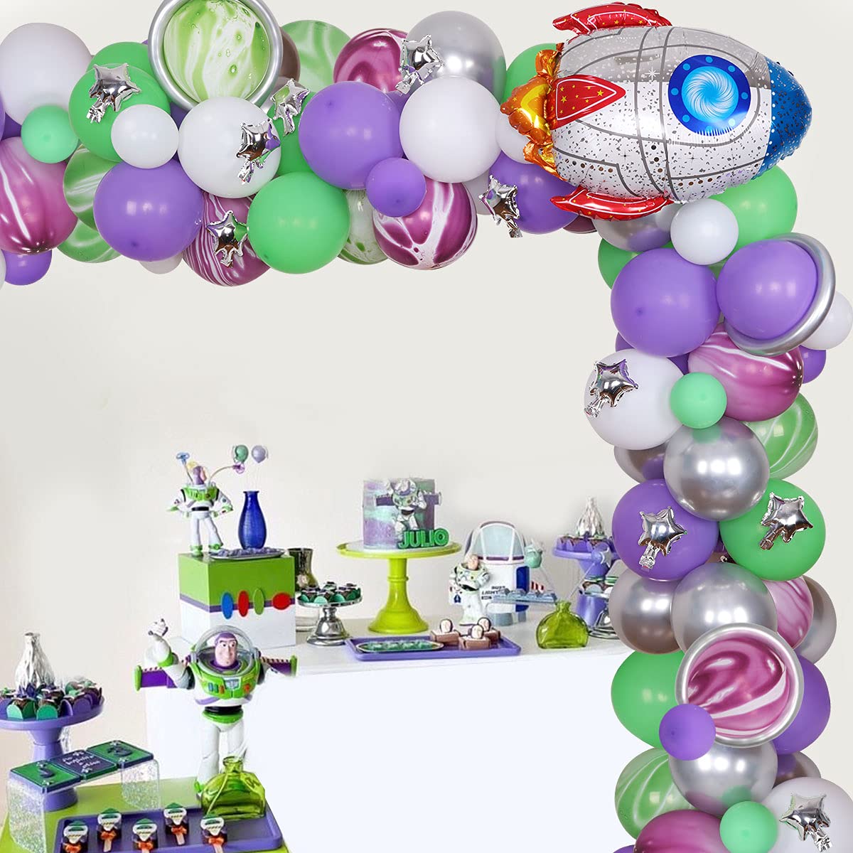 Buy Buzz Birthday Lightyear Party Decorations Purple Green Balloon ...
