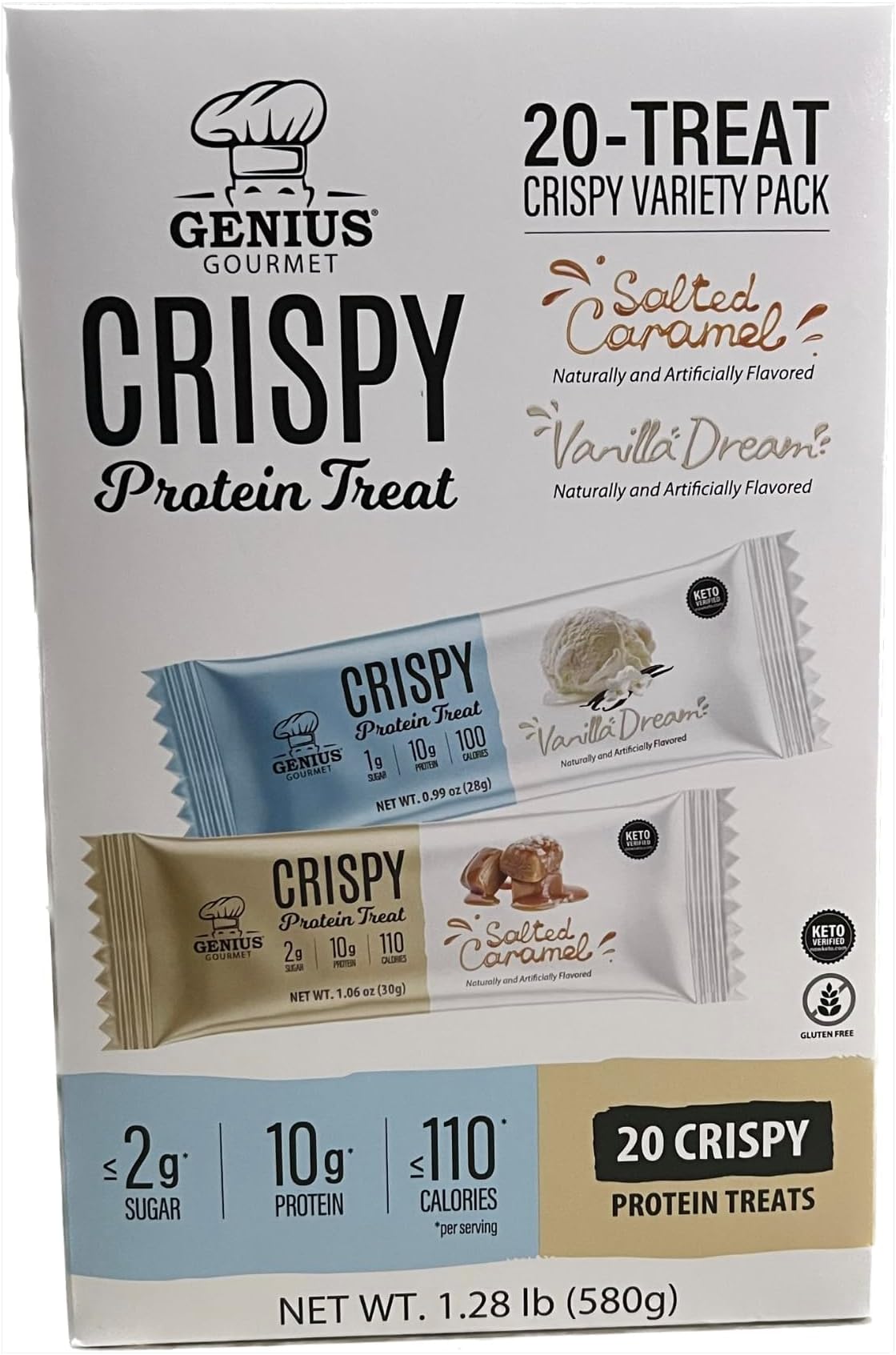 Amazon.com : Genius Gourmet Crispy Protein Treat, 20-Treat Crispy ...