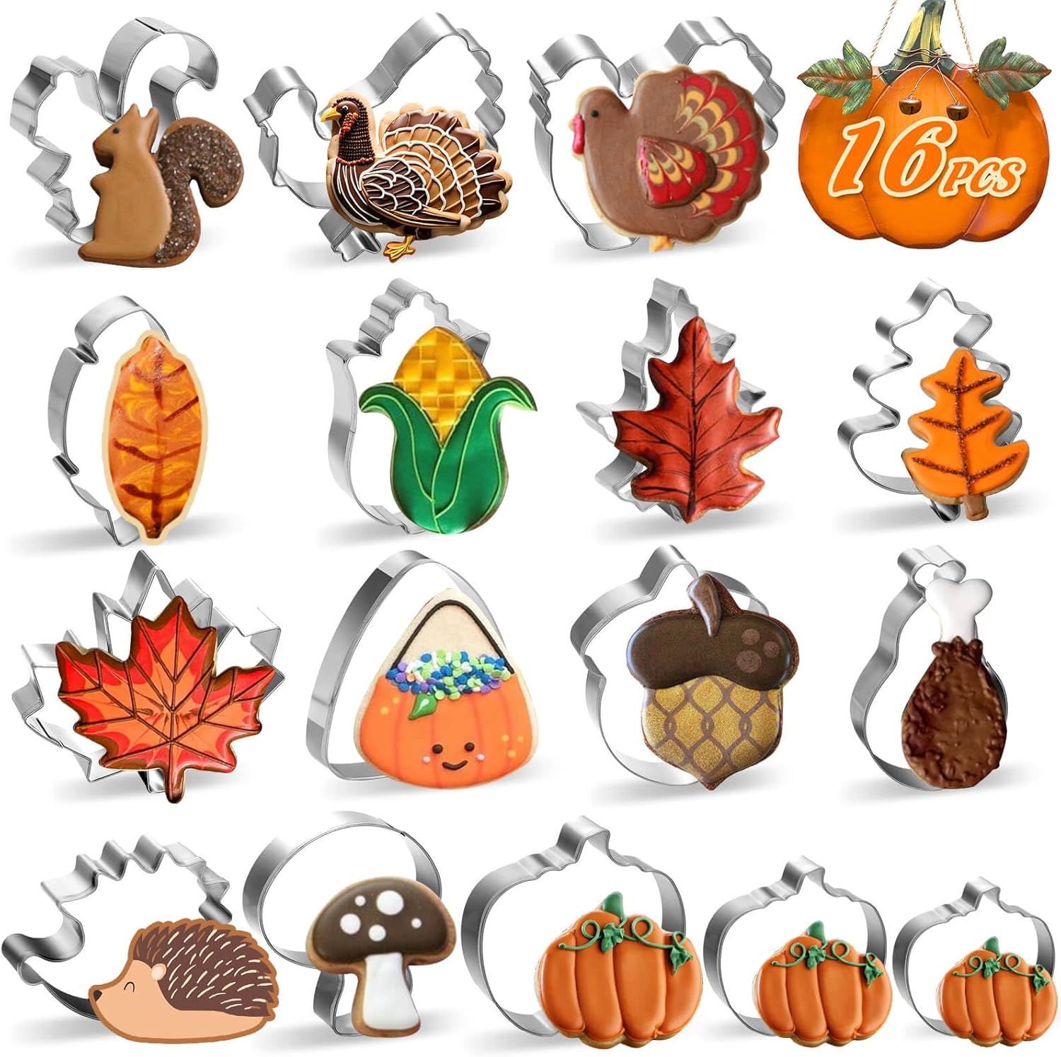 Amazon.com: 16pcs Fall Cookie Cutters Set, Stainless Steel Metal ...
