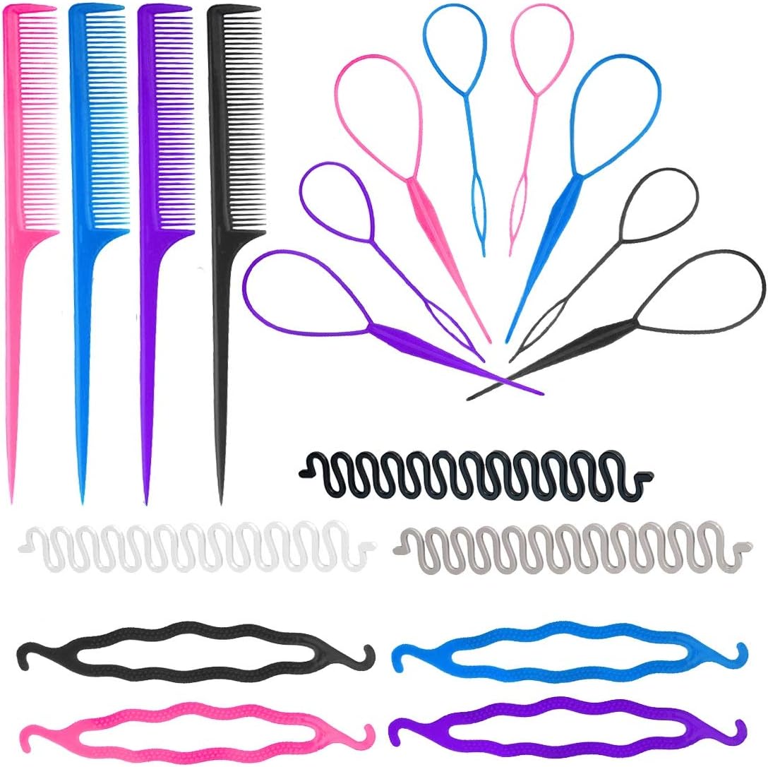 Amazon.com : KWQ 19 Pcs Hair Braiding Tool DIY Hair Styling Tool Kit ...