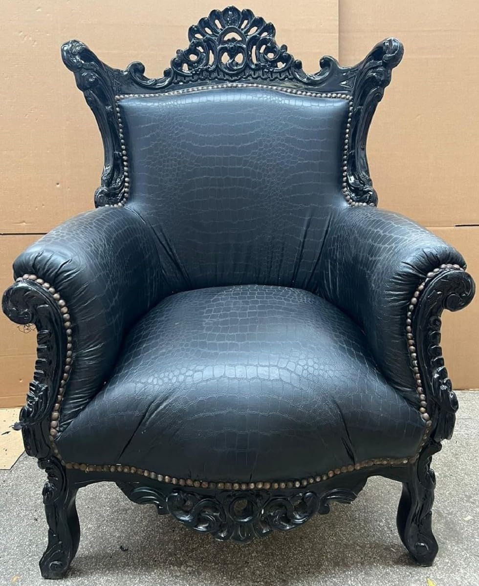 Casa Padrino Fauteuil Baroque Al Capone Noir - Fauteuil de Salon de ...