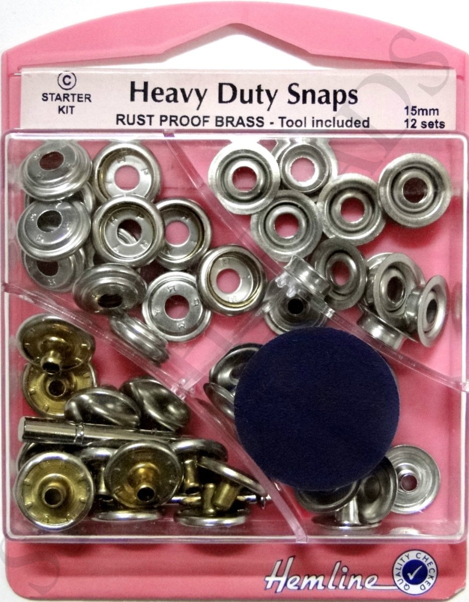 Heavy Duty Snaps 15mm x 12 Sets Poppers Fasteners Press Studs BNIP ...