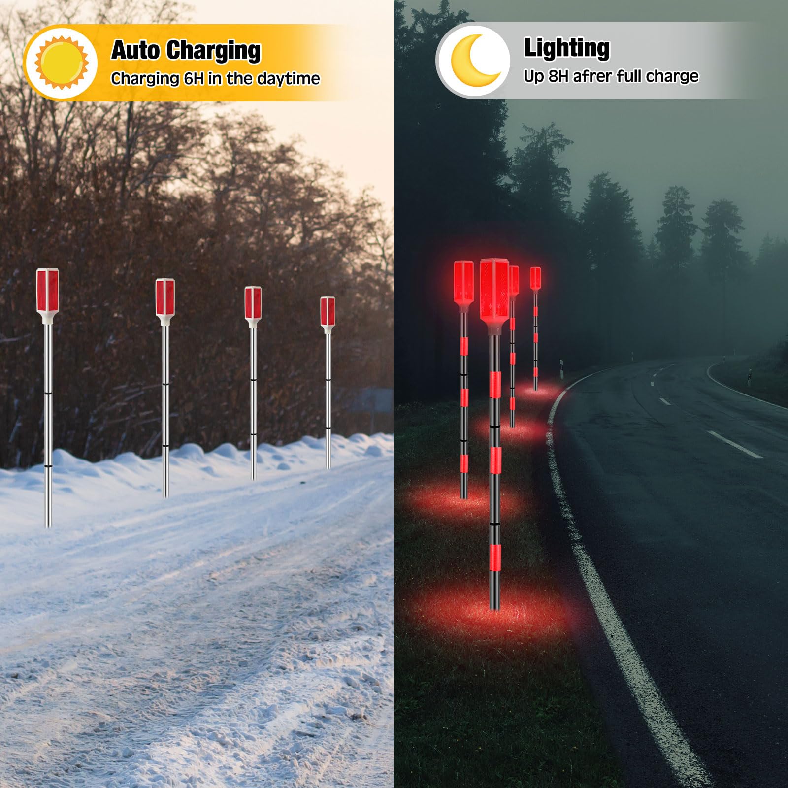 Snapklik.com : Macarrie 6 Pcs Solar Powered Driveway Markers Reflector ...