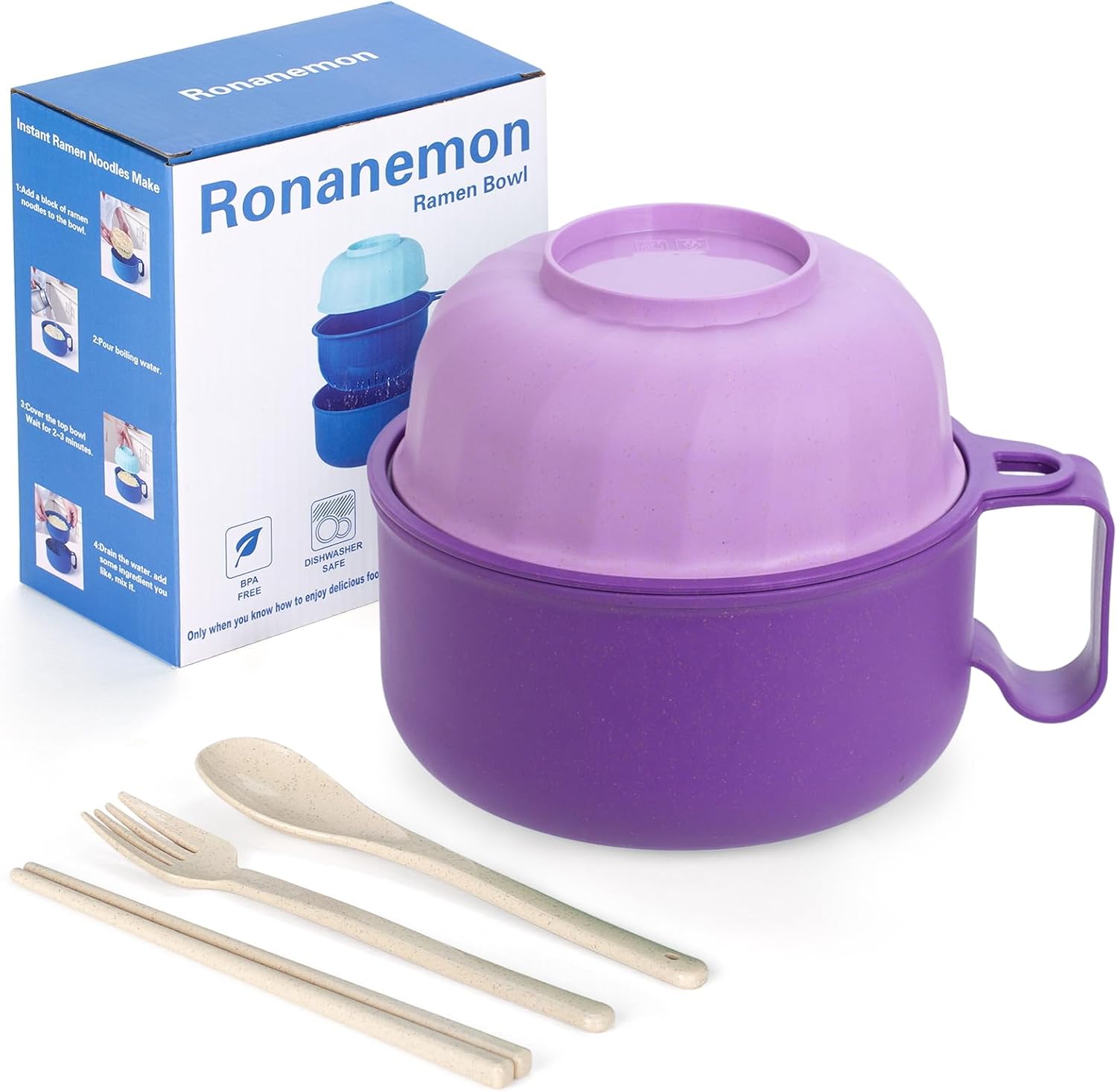Amazon.com | 40 oz Ramen Bowl,Unbreakable Portable Ramen Cooker with ...